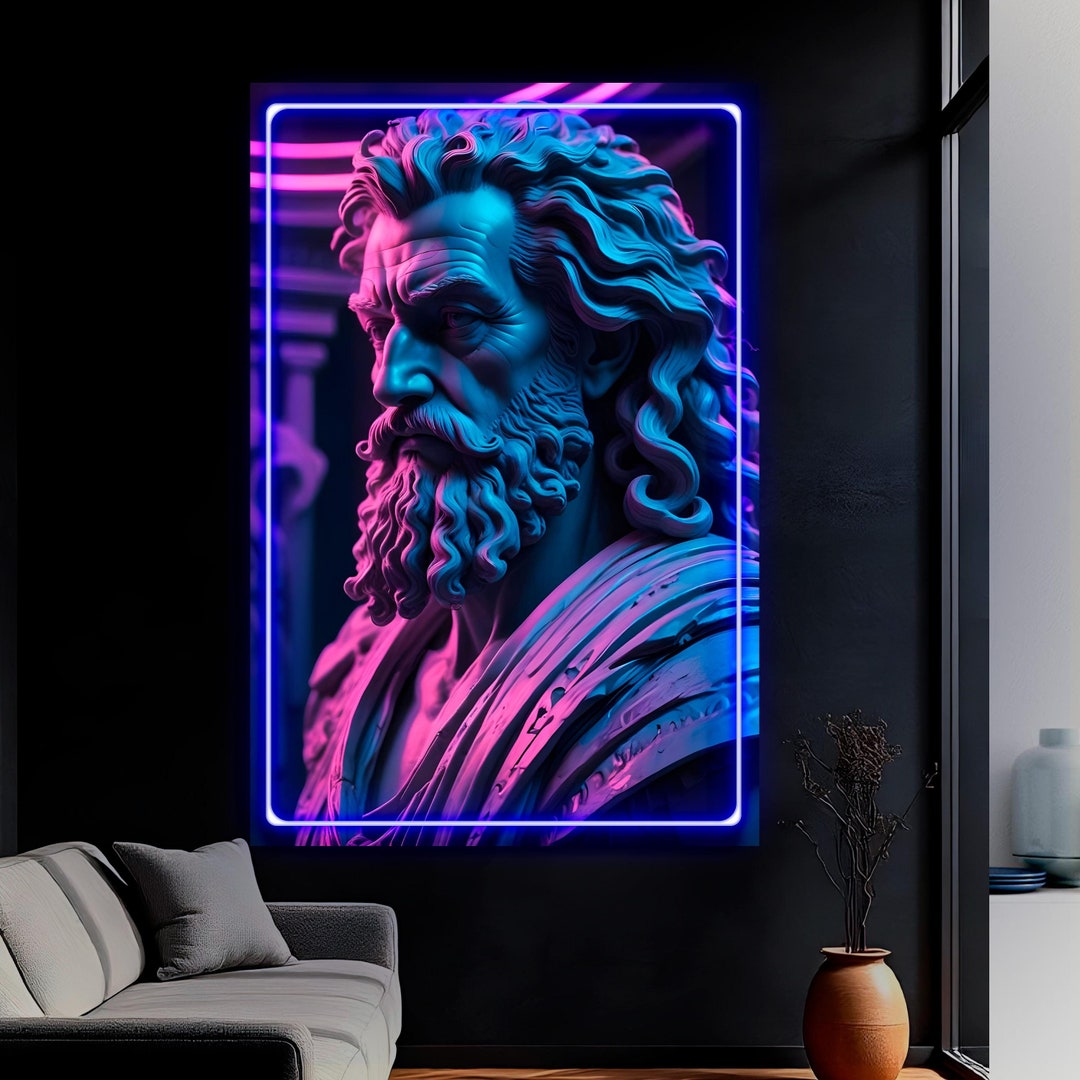 LED Light Painting Zeus King of the Olympians, Large Modern Canvas ...