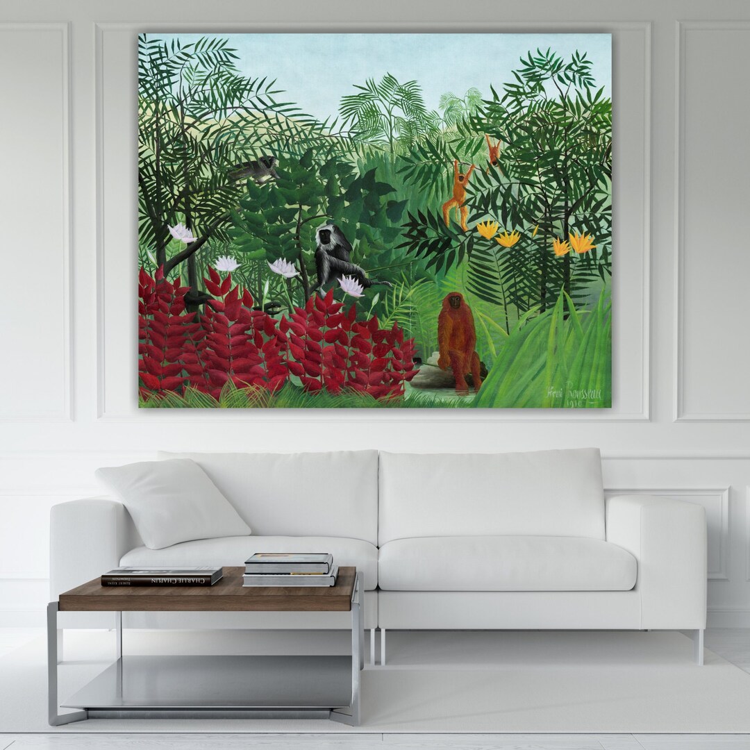 Henri Rousseau Tropical Forest With Monkeys, Poster or Wall Art, Canvas ...