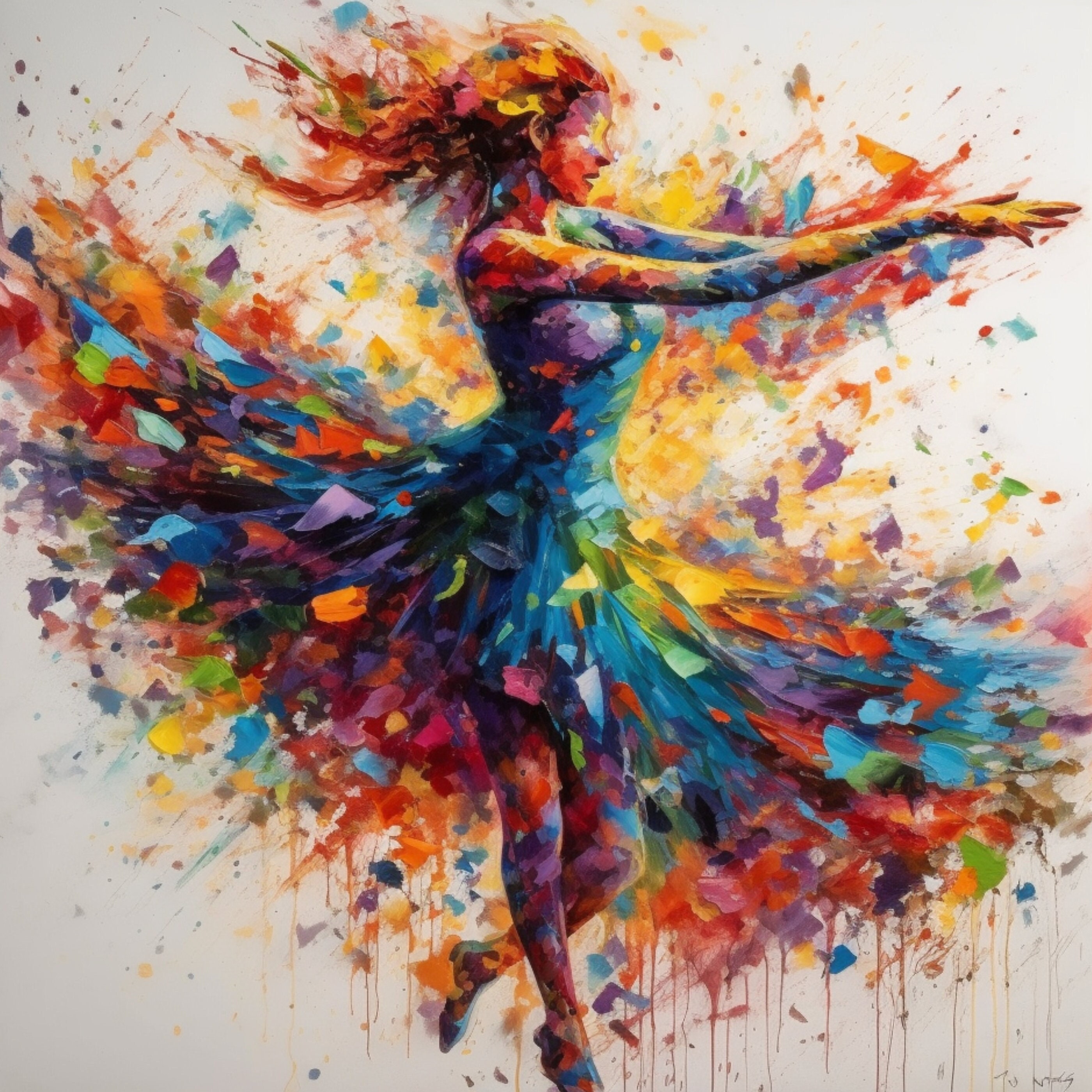 Dancing Colors: Splatter-style Elegance (digital Art) - Etsy