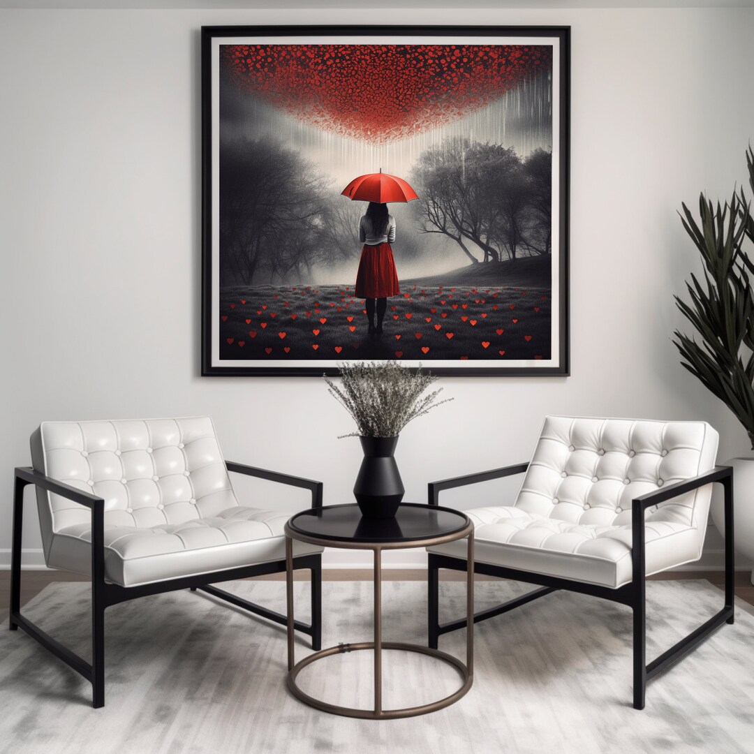 Love in the Rain: A Monochromatic Tale (digital Art) - Etsy