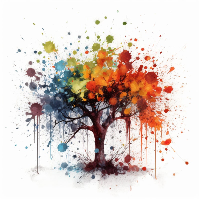 Harmony Unleashed: A Splatter-style Tree - Etsy