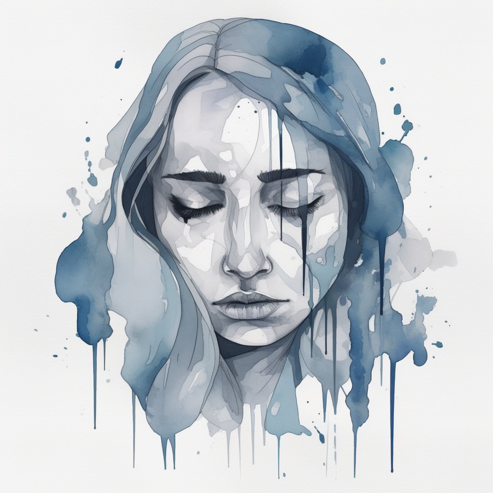 Reflections of Sorrow: A Portrait of Sadness - Etsy