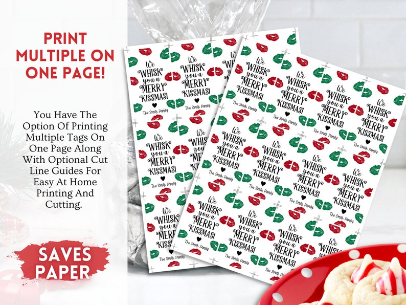 We Whisk You A Merry Kissmas Gift Tag Editable Christmas Party Favor ...