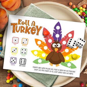 Roll A Turkey Dice Game Printable Thanksgiving Game Fall Activity for ...
