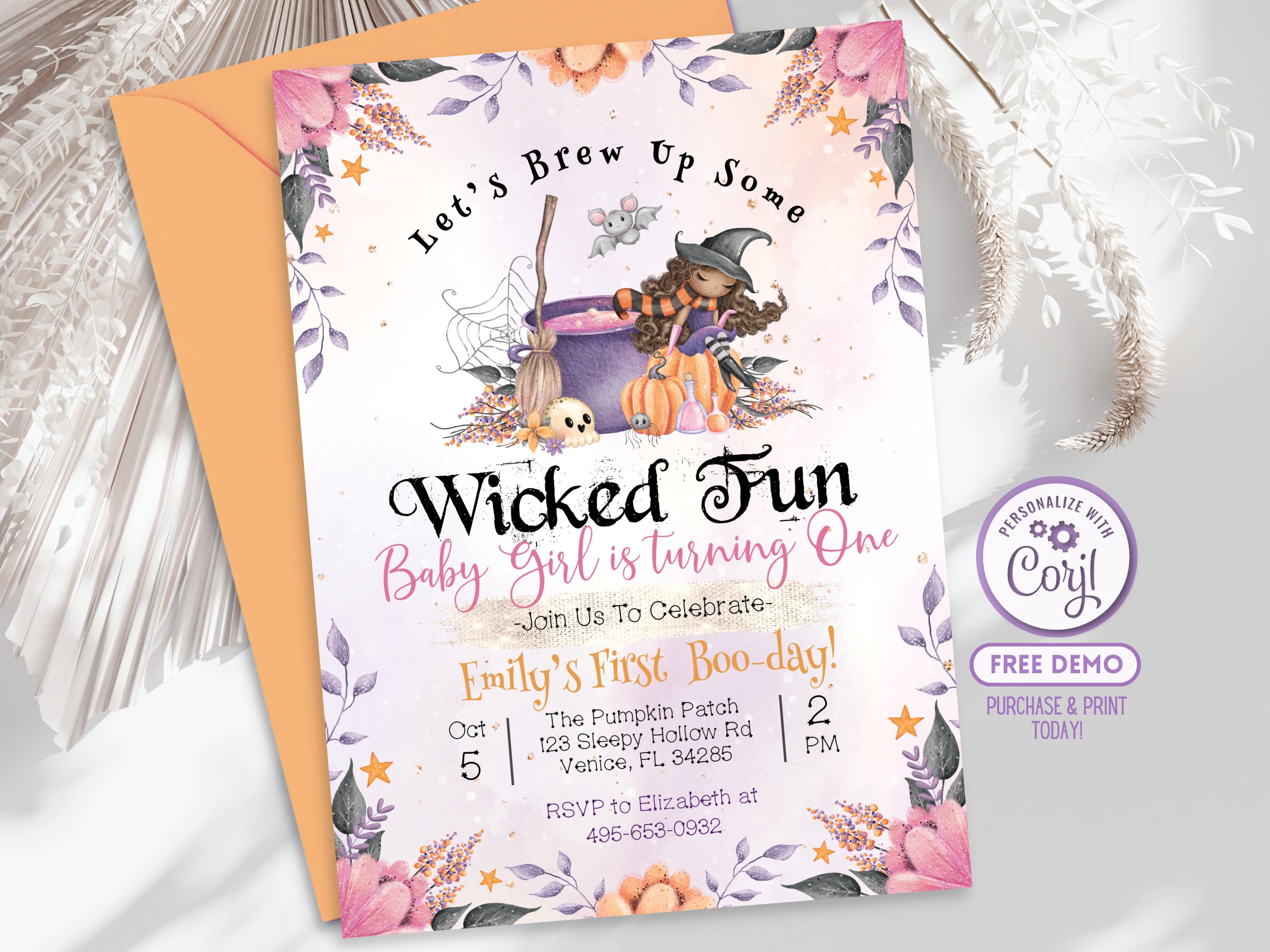 Editable Witch’s Brew Invite Wicked Fun Halloween Invitation 1st ...