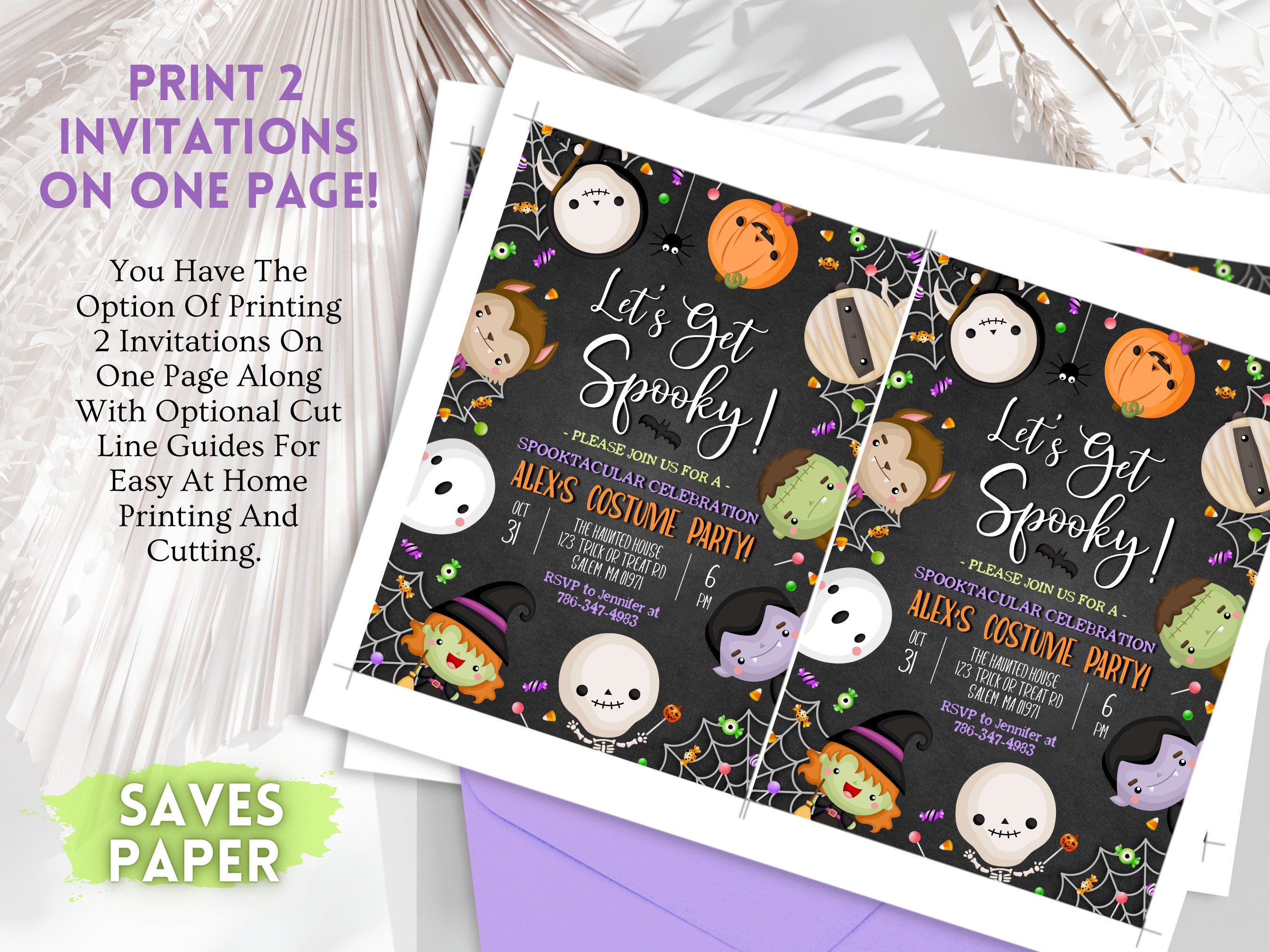 Editable Let’s Get Spooky Halloween Costume Party Invitation Spooky ...