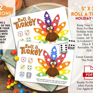 Roll A Turkey Dice Game Printable Thanksgiving Game Fall Activity for ...