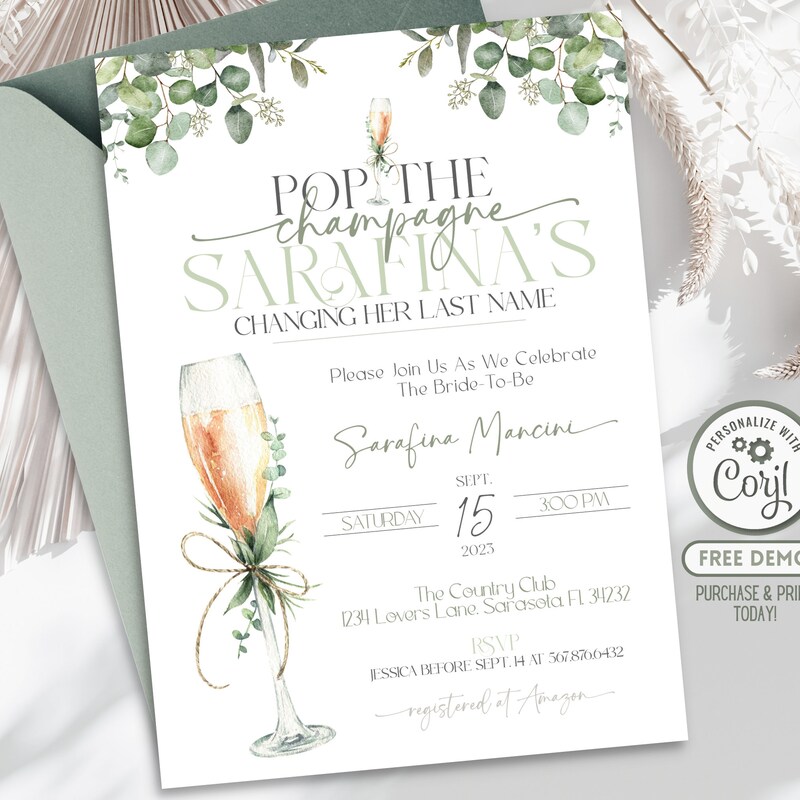 Champagne Wedding Invitation - Etsy