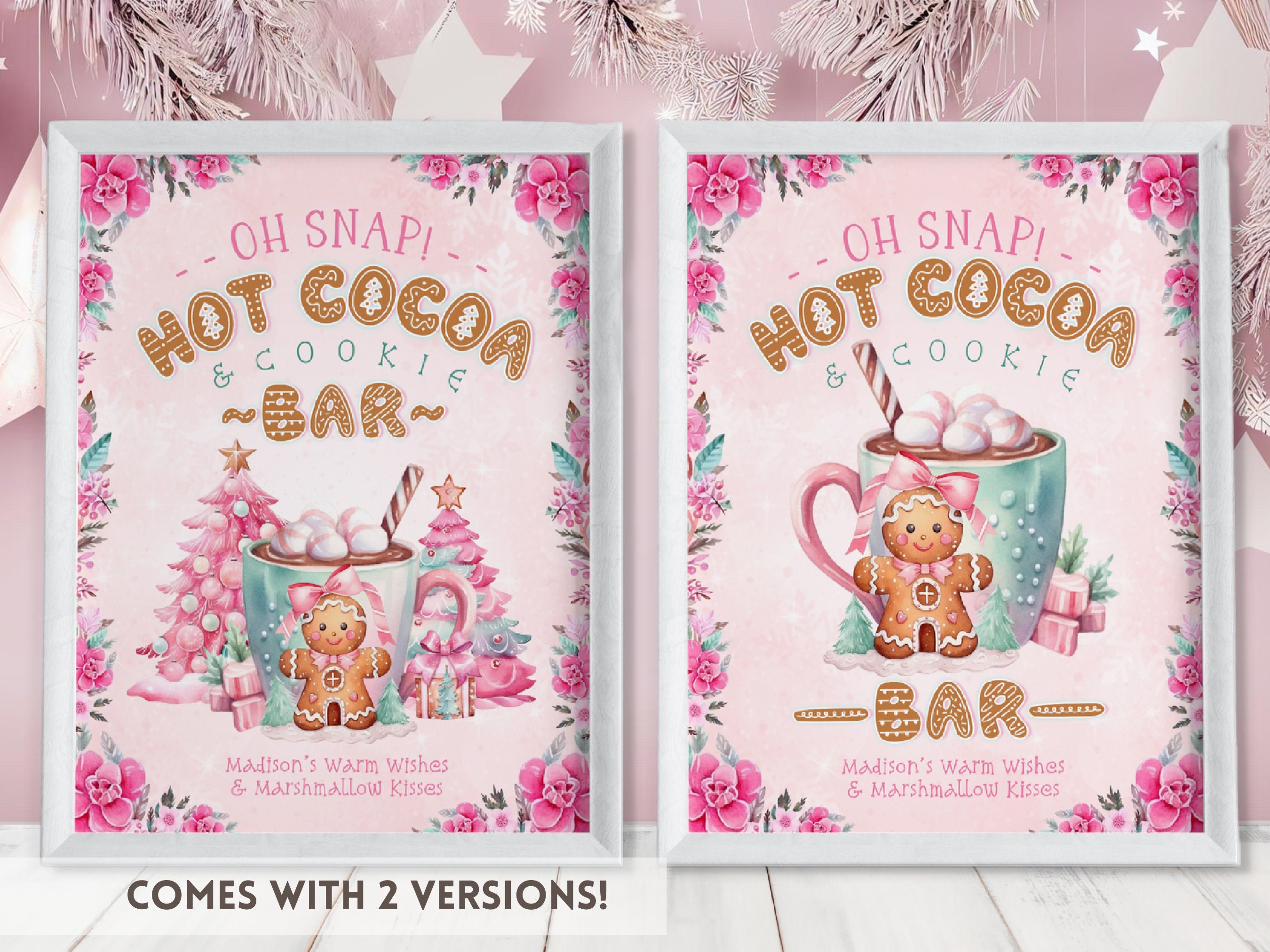 Editable Hot Cocoa Sign Gingerbread Birthday Bar Sign Hot Chocolate Bar ...
