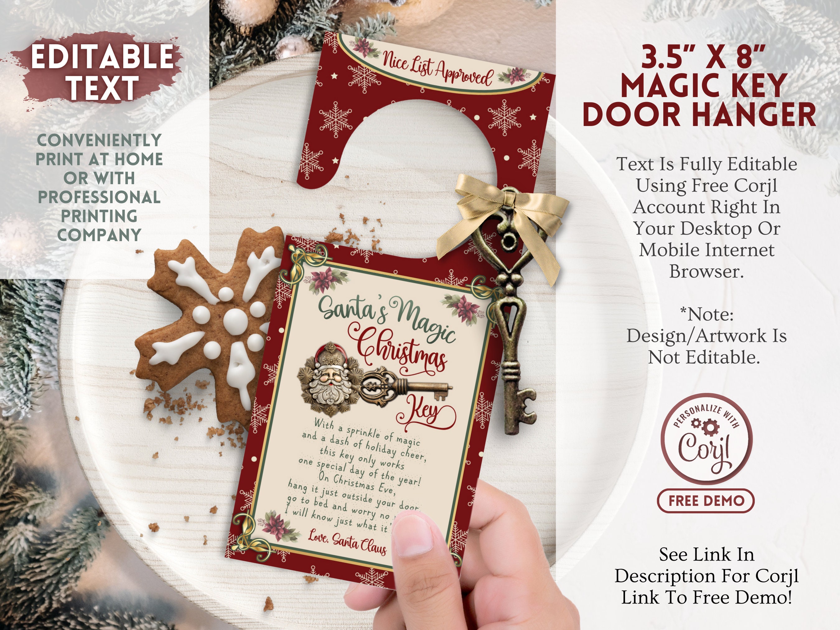 Editable Santa's Magical Key Door Hanger Santas Magic Key Tag Label ...