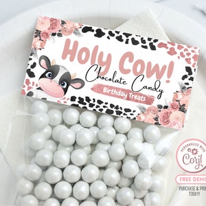Printable Holy Cow Birthday Treat Fold Over Label Cow Print - Etsy