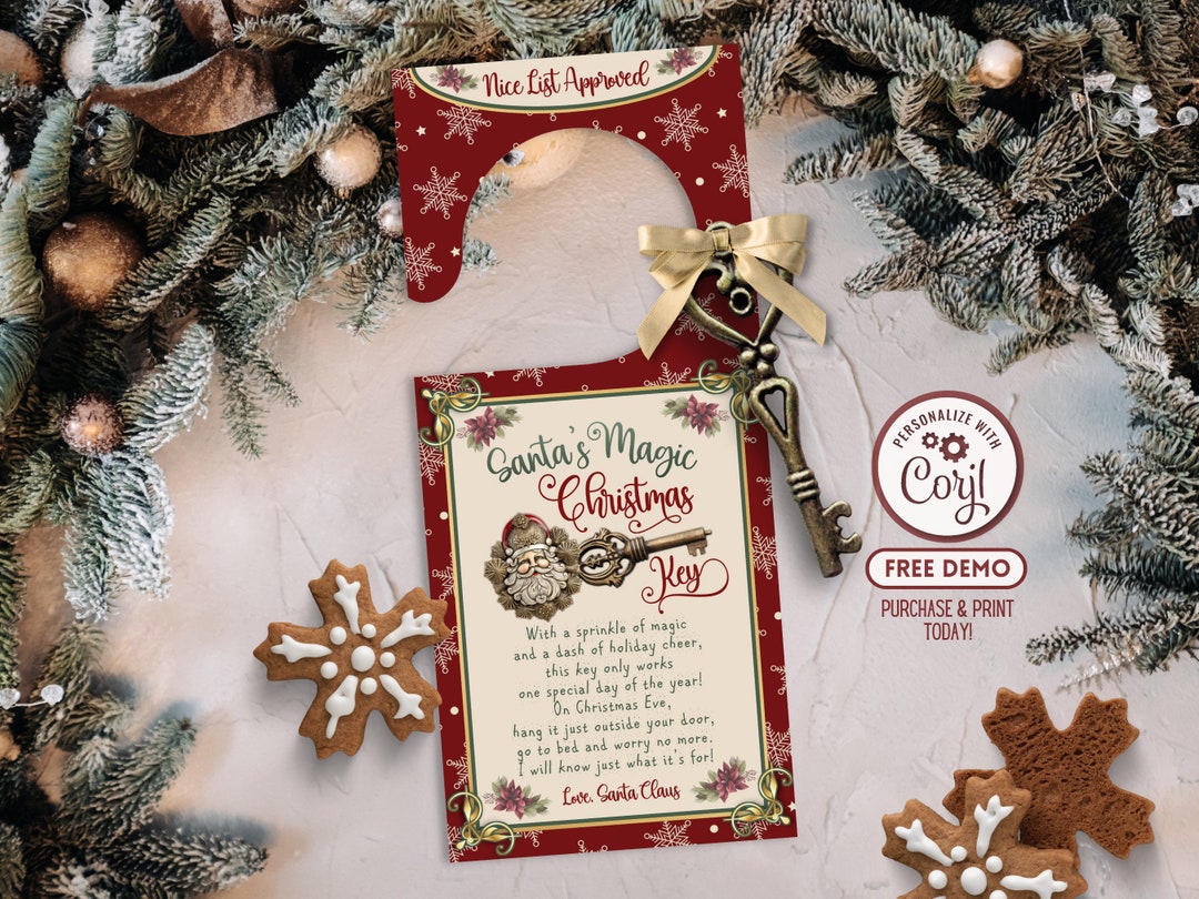 Editable Santa's Magical Key Door Hanger Santas Magic Key Tag Label ...