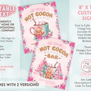 Editable Hot Cocoa Sign Gingerbread Birthday Bar Sign Hot Chocolate Bar ...