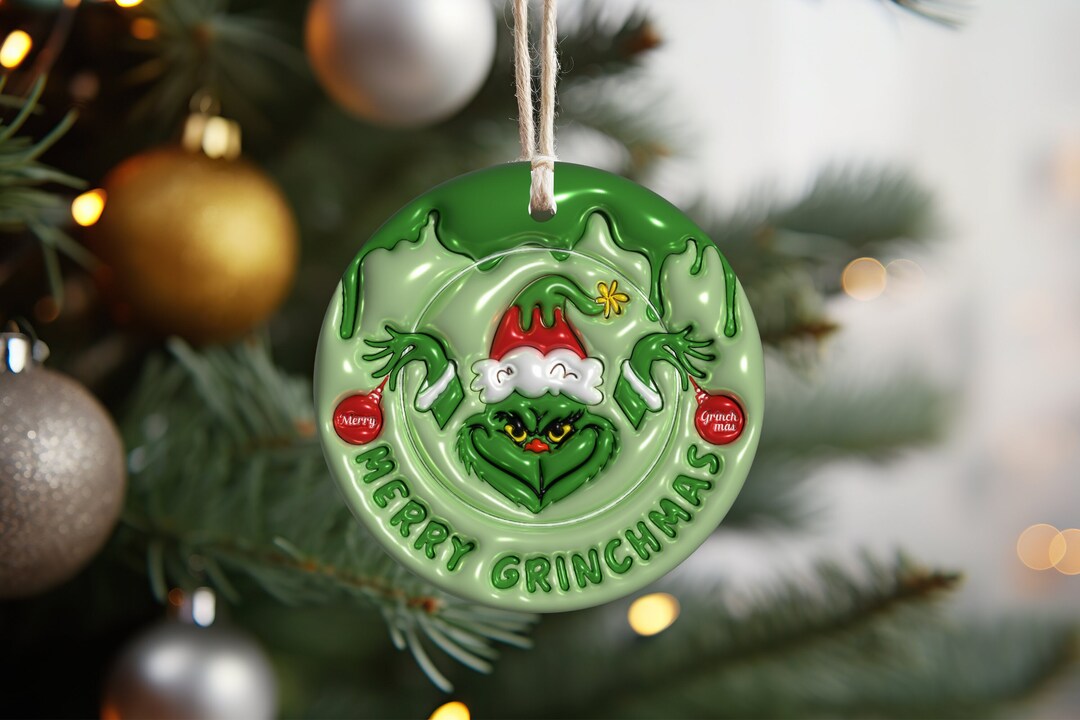 3D Inflated Merry Grinchmas Ornament Design, Ornament Sublimation ...