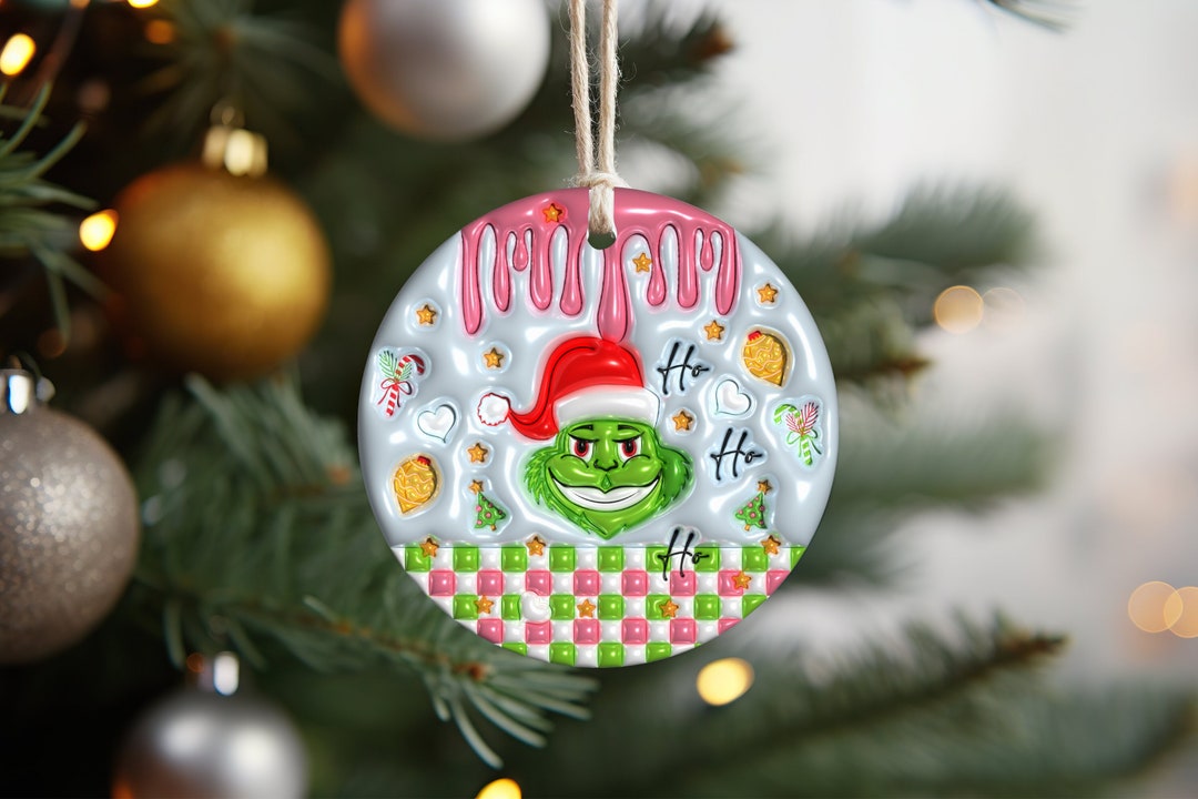3D Inflated Grinchmas Ornament Design, Ornament Sublimation Design PNG ...