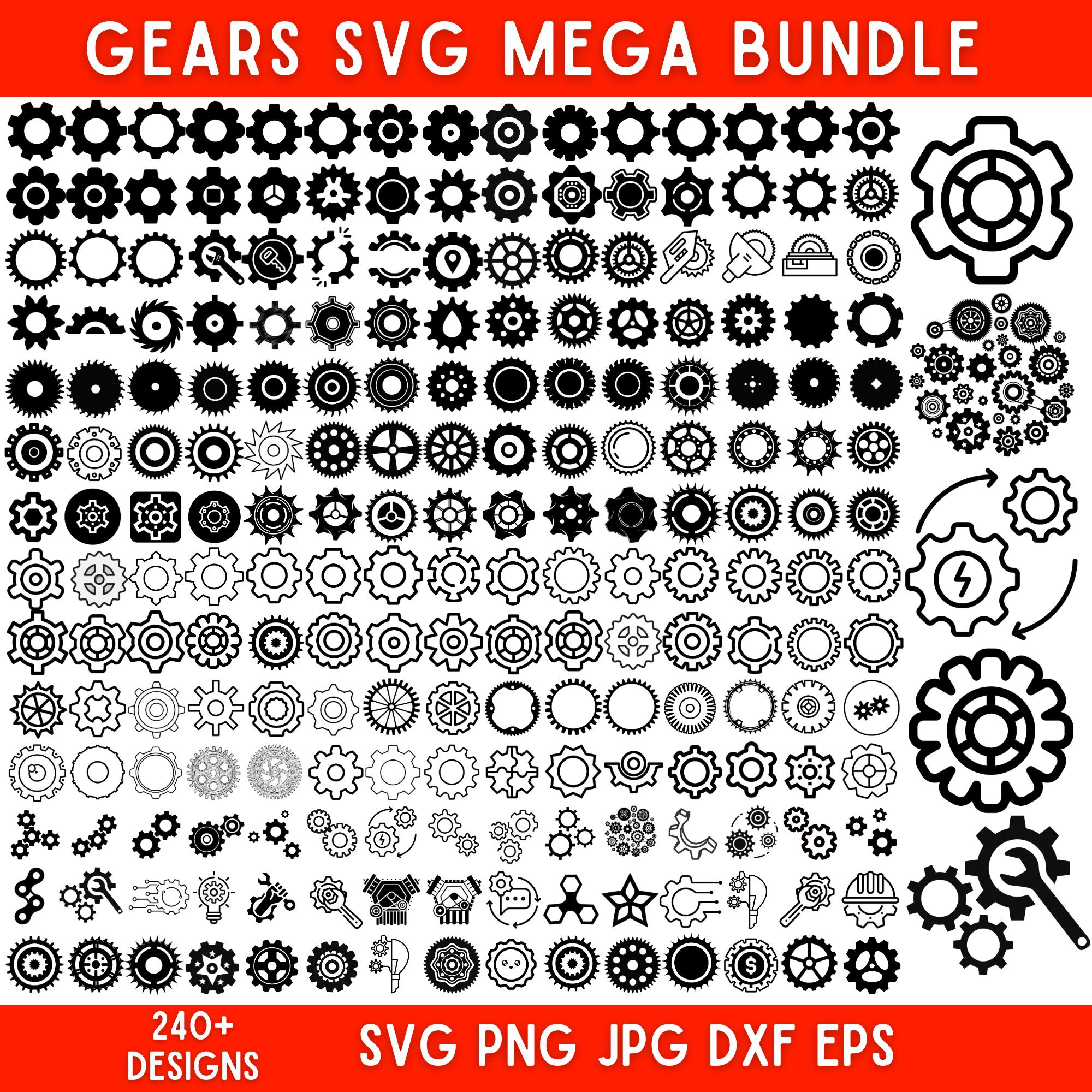 Mega Bundle Gears Svg, Gears Png Bundle, Gears Clipart, Gears Cut File ...
