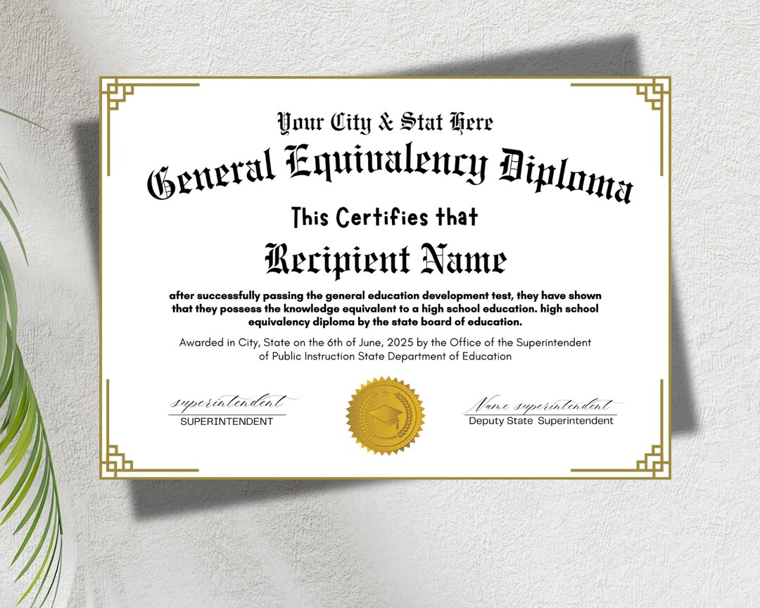 Editable Ged Diploma Template, Customizable Diploma Template ...