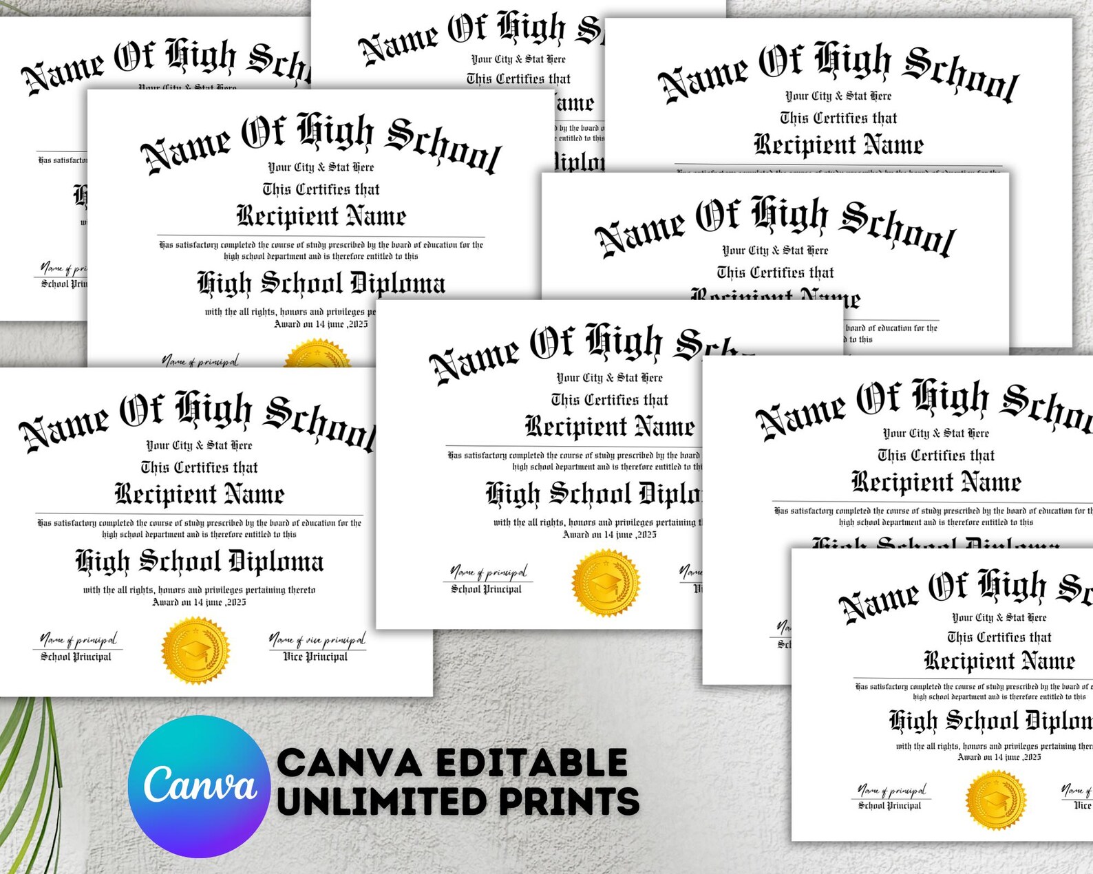 Editable High School Diploma Template, Home School Diploma, High School ...