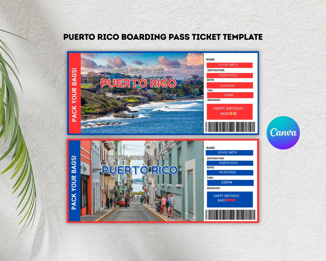 Editable Puerto Rico Trip Ticket Template: Surprise Boarding Pass ...