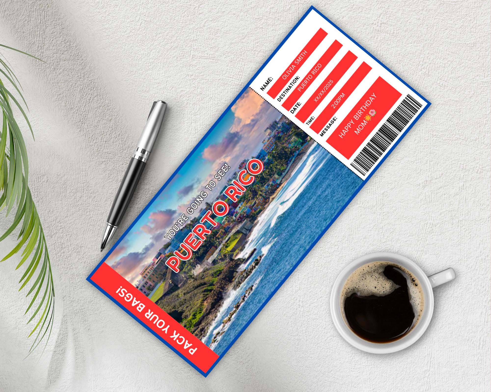 Editable Puerto Rico Trip Ticket Template: Surprise Boarding Pass ...