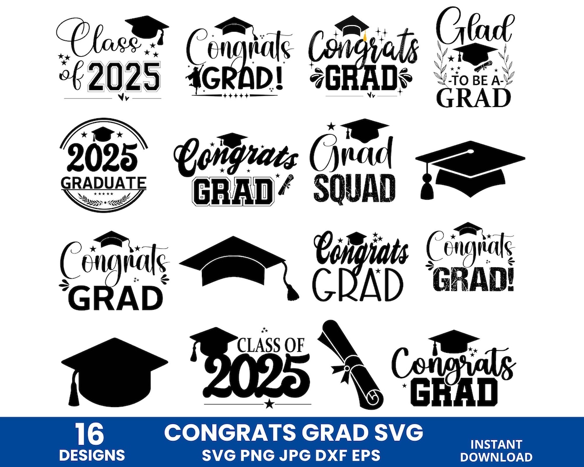 Congrats Grad SVG Bundle: Graduation Cap, Shirt, Topper (instant ...