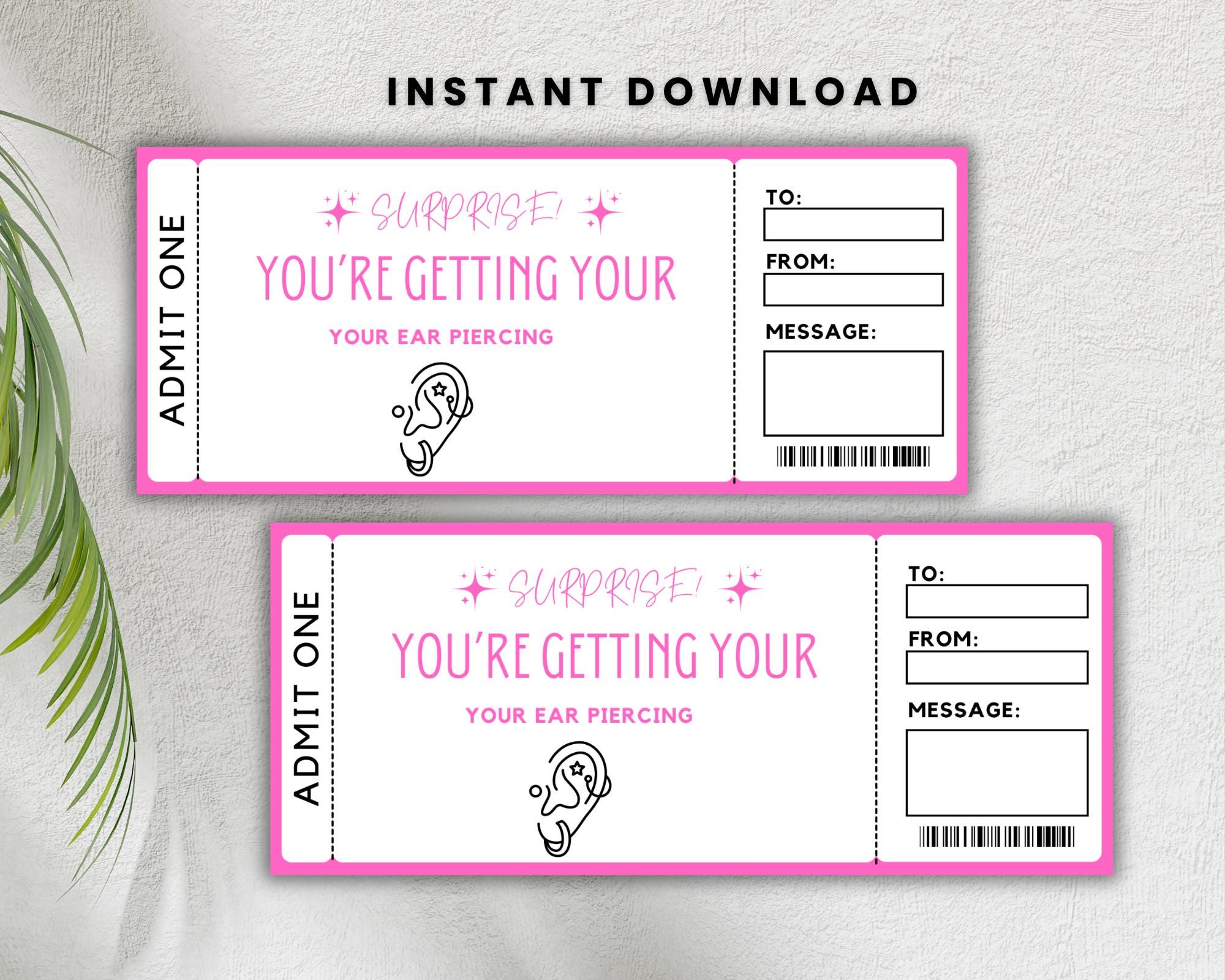 Editable Ear Piercing Ticket Template, Ear Piercing Coupon, Ears ...