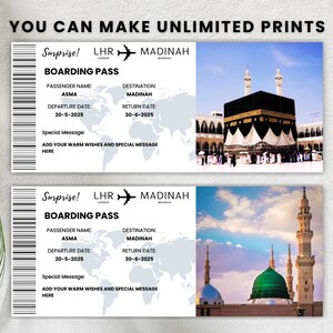 Editable Hajj Boarding Pass Ticket: Umrah Mubarak Gift (instant ...