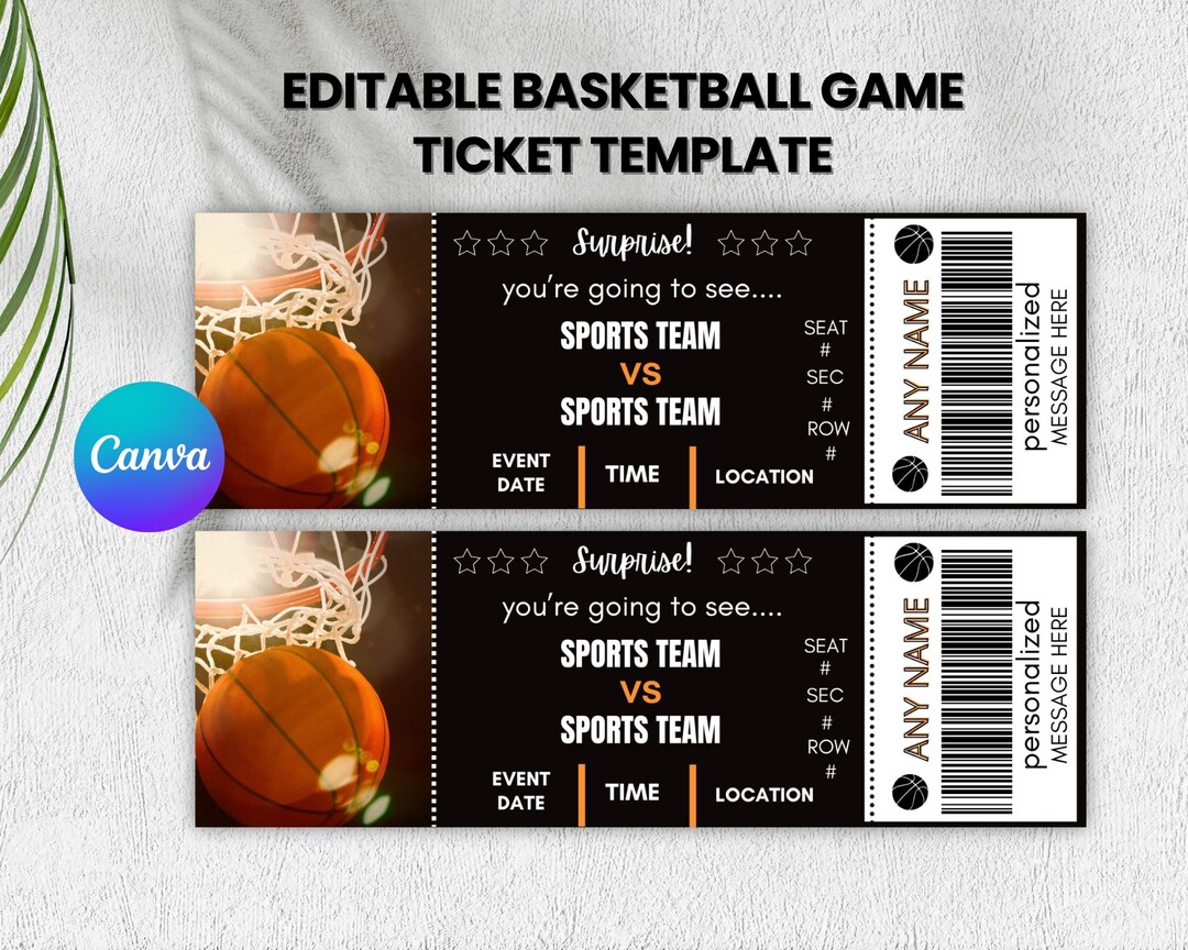Editable Basketball Game Ticket Template, Basketball Game Ticket ...