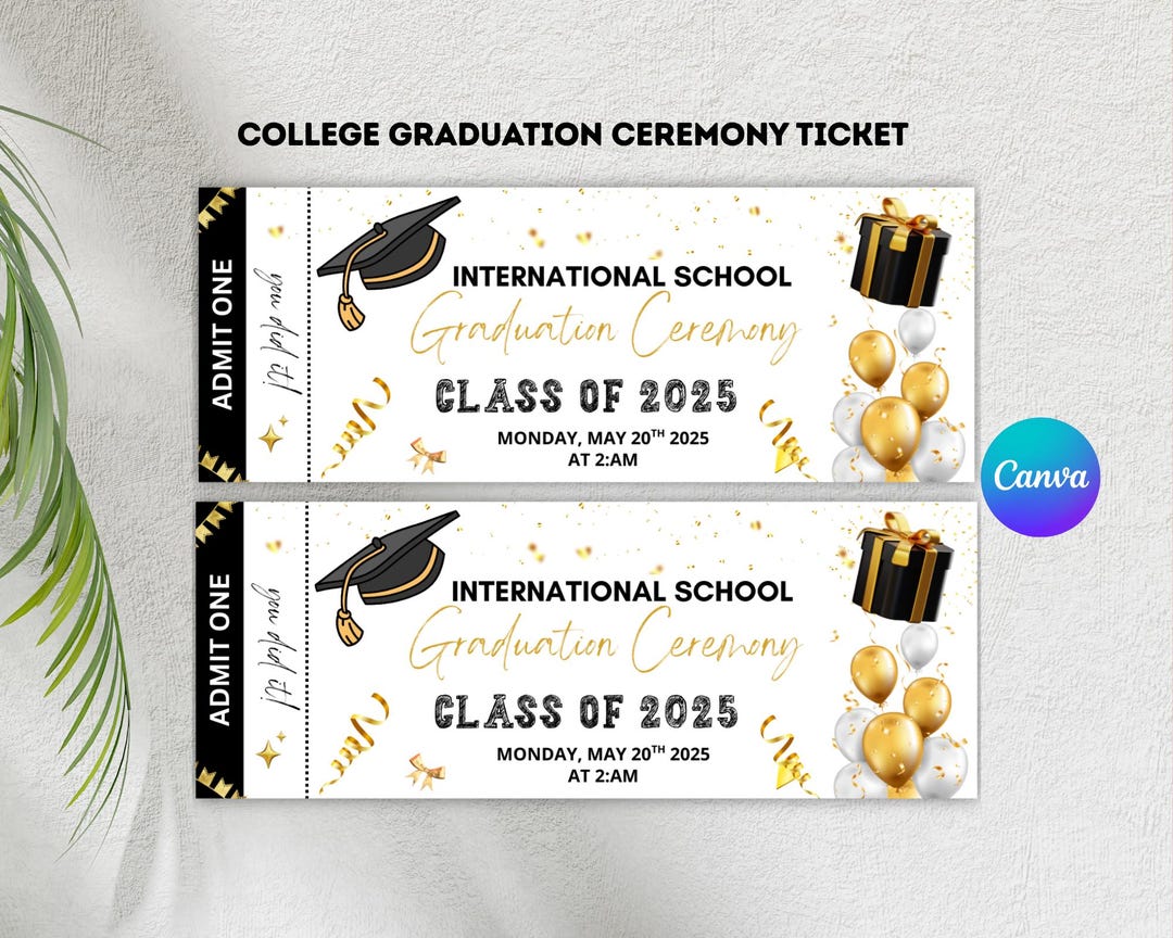 Editable College Graduation Ceremony Ticket, Graduation Commencement ...