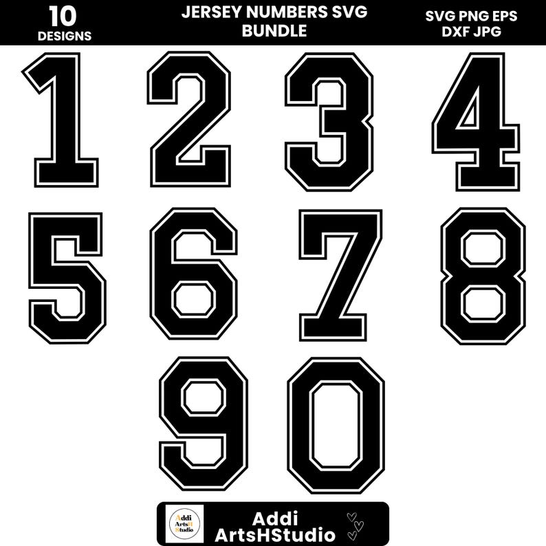 Jersey Numbers Svg Bundle, Sport Numbers Svg, Jersey Numbers Png ...