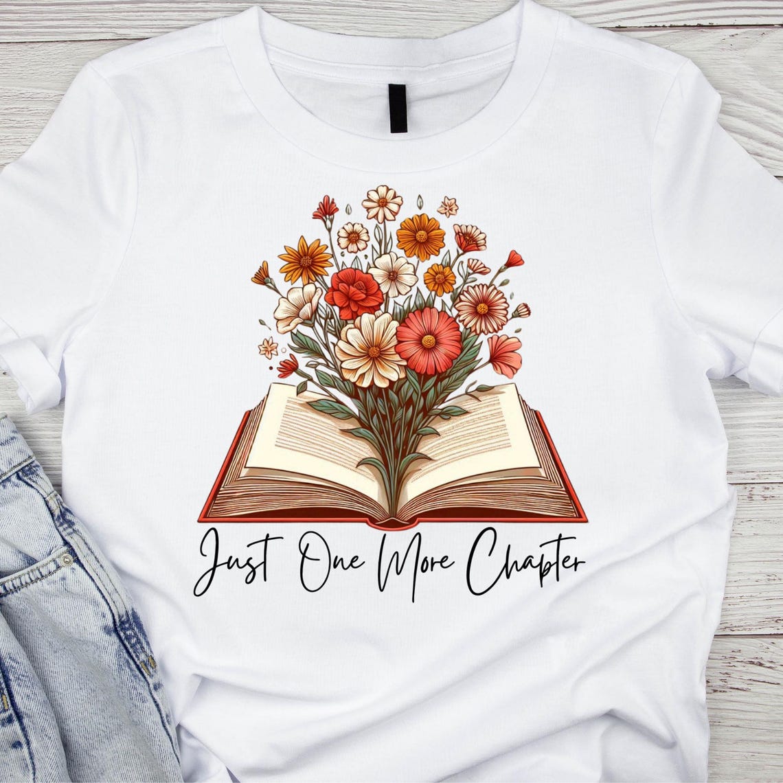Just One More Chapter Png, Watercolor Floral Book Png, Just One More ...