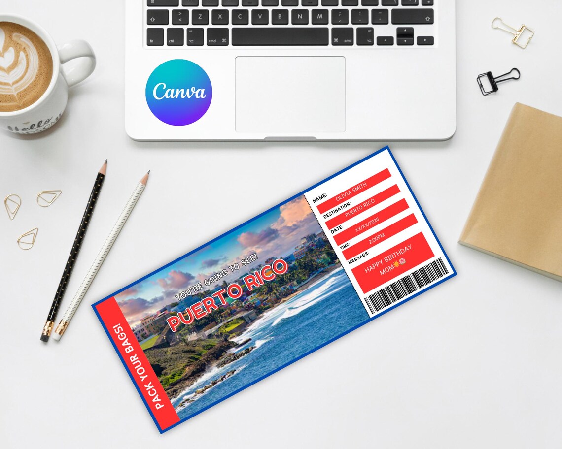 Editable Puerto Rico Trip Ticket Template: Surprise Boarding Pass ...