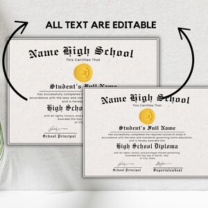 Editable High School Diploma Template, Home School Diploma, High School ...