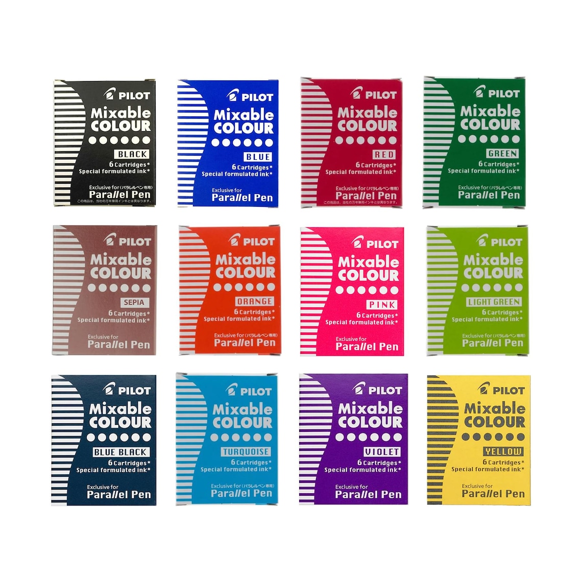 Pilot Ink Cartridge for Parallel Pens (6 Refills per Pack), Mixable ...