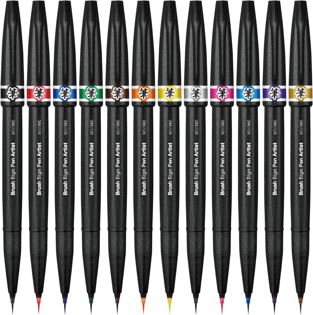 Pentel Artist Calligraphy Fine Point Brush Drawing Sign Pen, SESF30C - Etsy