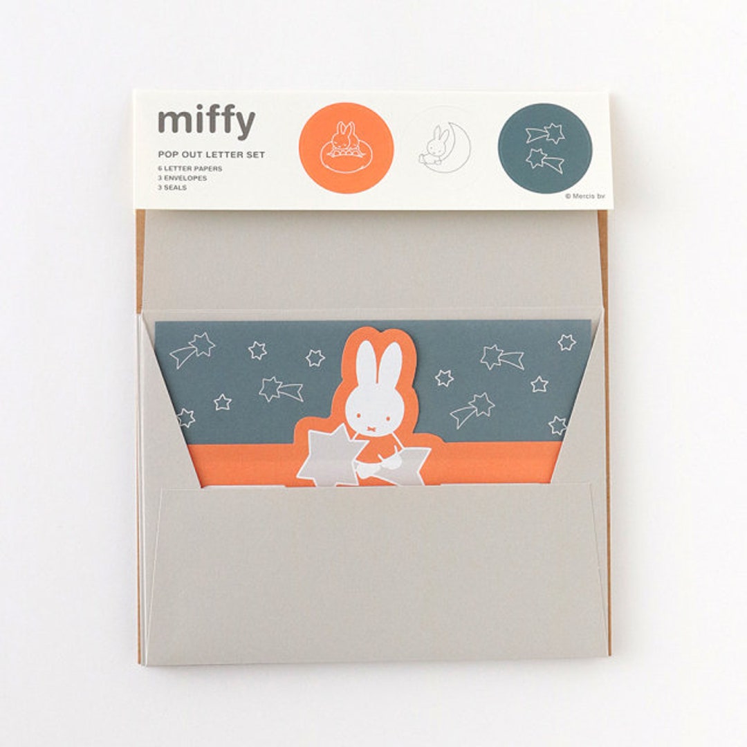 Miffy POP OUT Series Letter Set 6 Sheets of Letter Paper, 3 Envelopes, 3 Seals Made in Japan ...