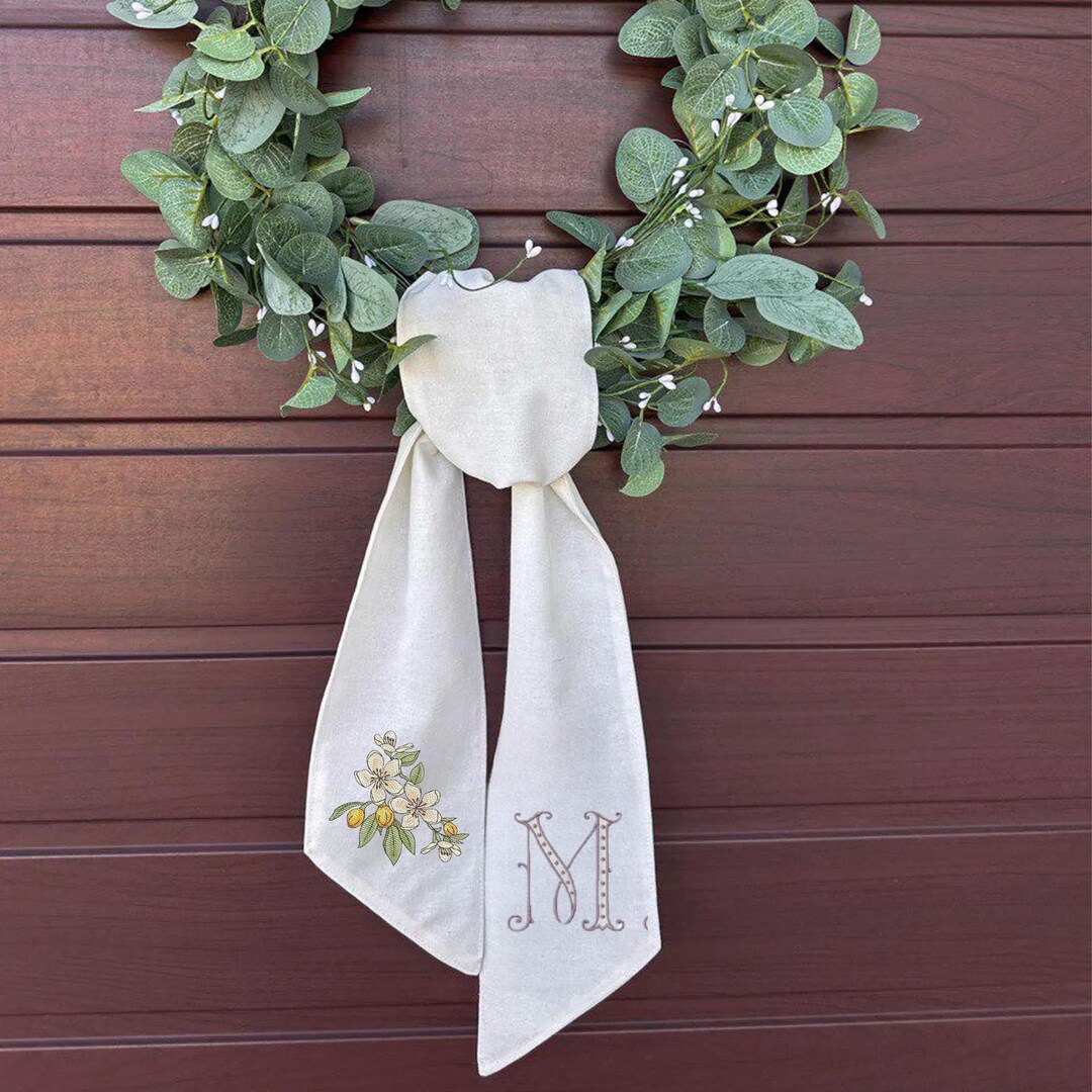 Summer Floral Wreath Sash: Custom Monogrammed Door Decor - Etsy