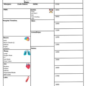 Nursing Report Sheet, Icu Bedside Report Sheet, SBAR, Cvicu Report ...