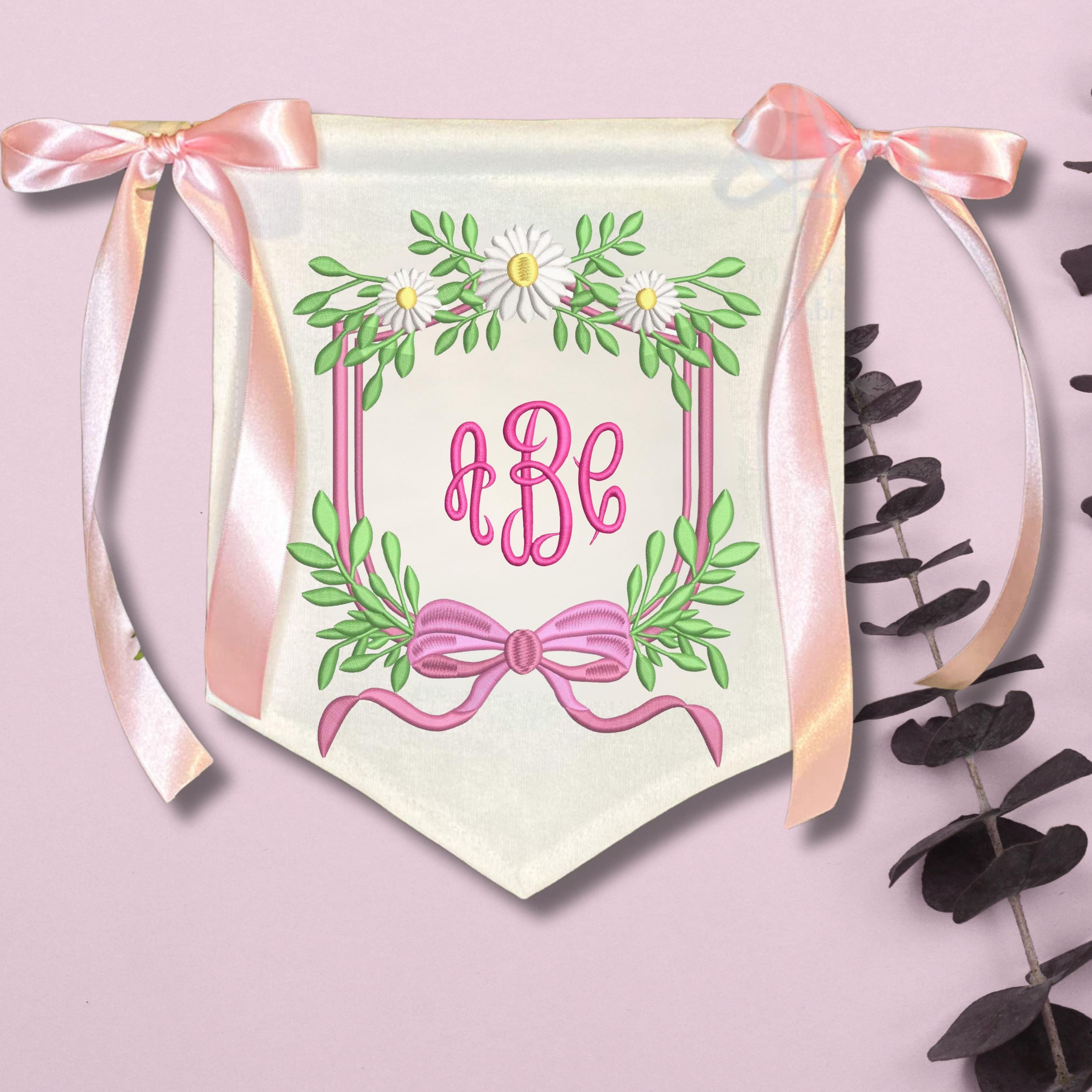 Embroidered Floral Baby Banner: Custom Monogram, Nursery Decor - Etsy