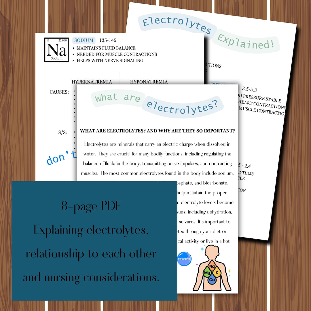 Nursing Electrolytes Cheat Sheet: Imbalances, Causes, Treatments (PDF ...