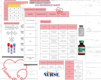 Nursing ICU Cheat Sheet - Etsy