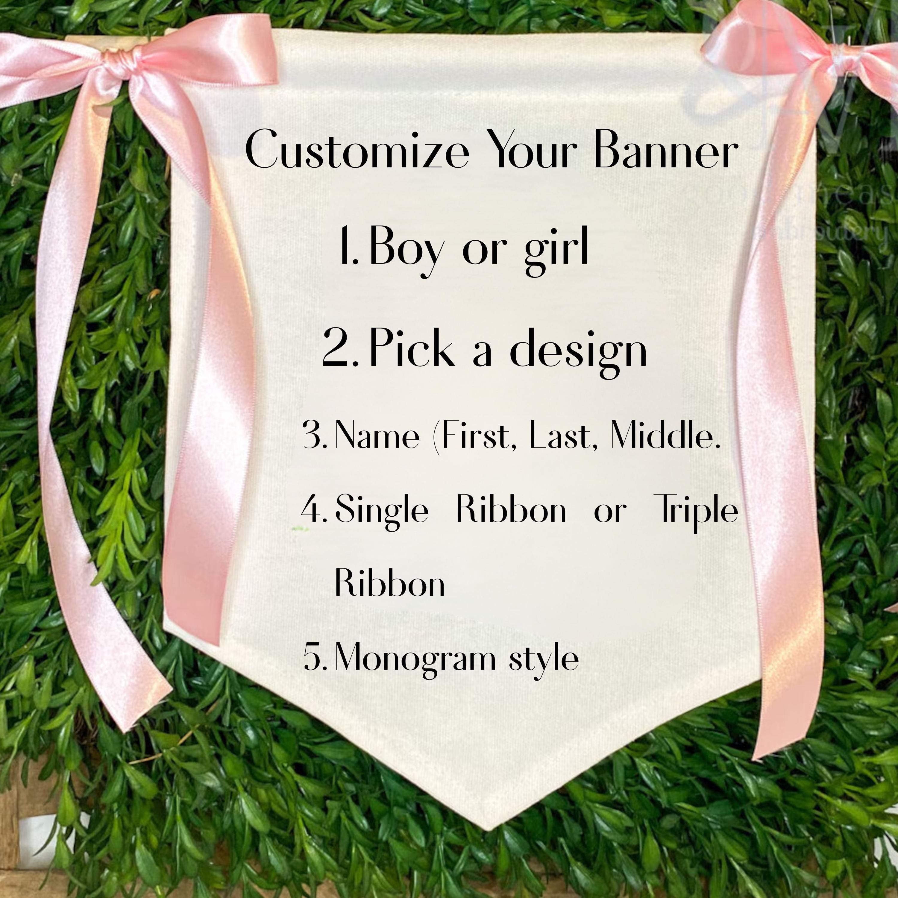 Custom Deer Embroidered Baby Banner: Monogrammed Birth Announcement - Etsy