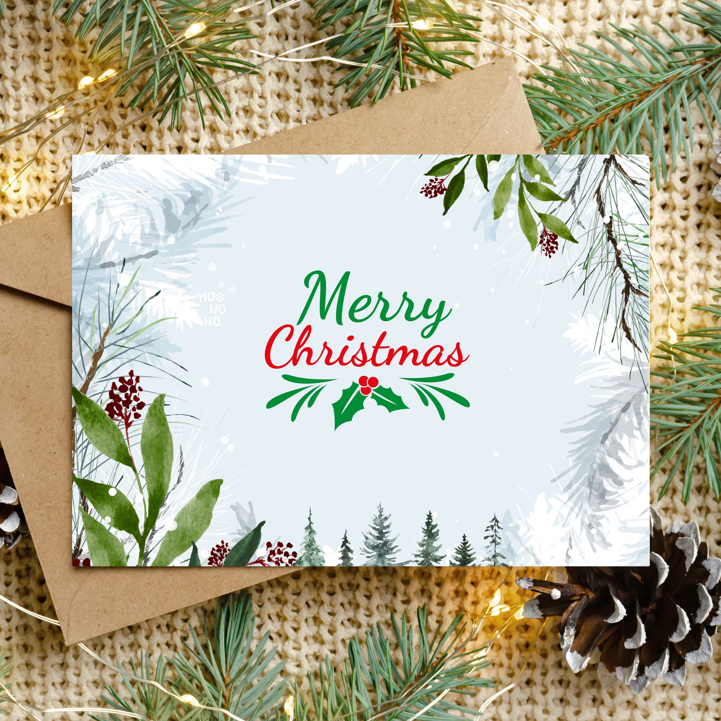 Merry Christmas Card, Digital Download, Festive Christmas Card, Happy ...