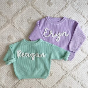 Custom Hand Embroidered Name Sweater - Etsy