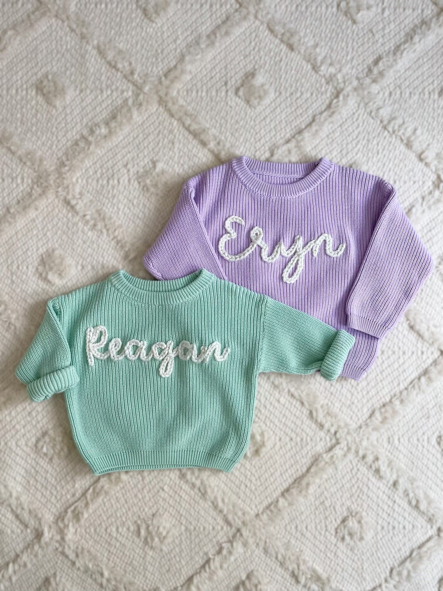 Custom Hand Embroidered Name Sweater - Etsy