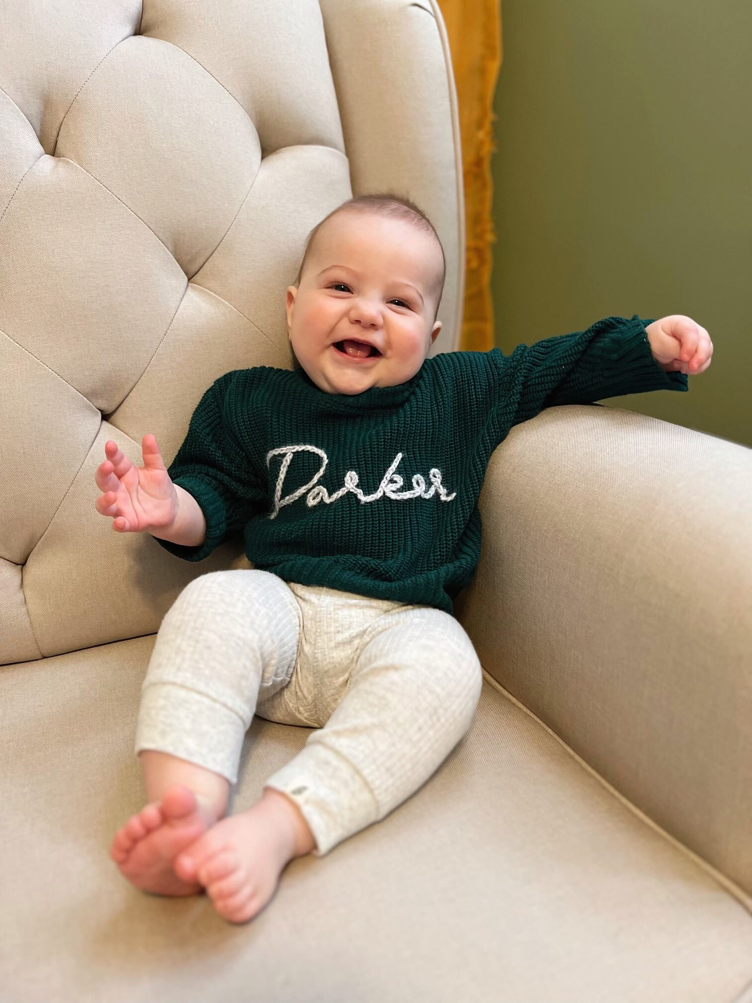 Custom Hand Embroidered Name Sweater - Etsy