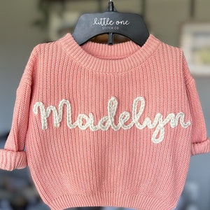 Custom Hand Embroidered Name Sweater - Etsy