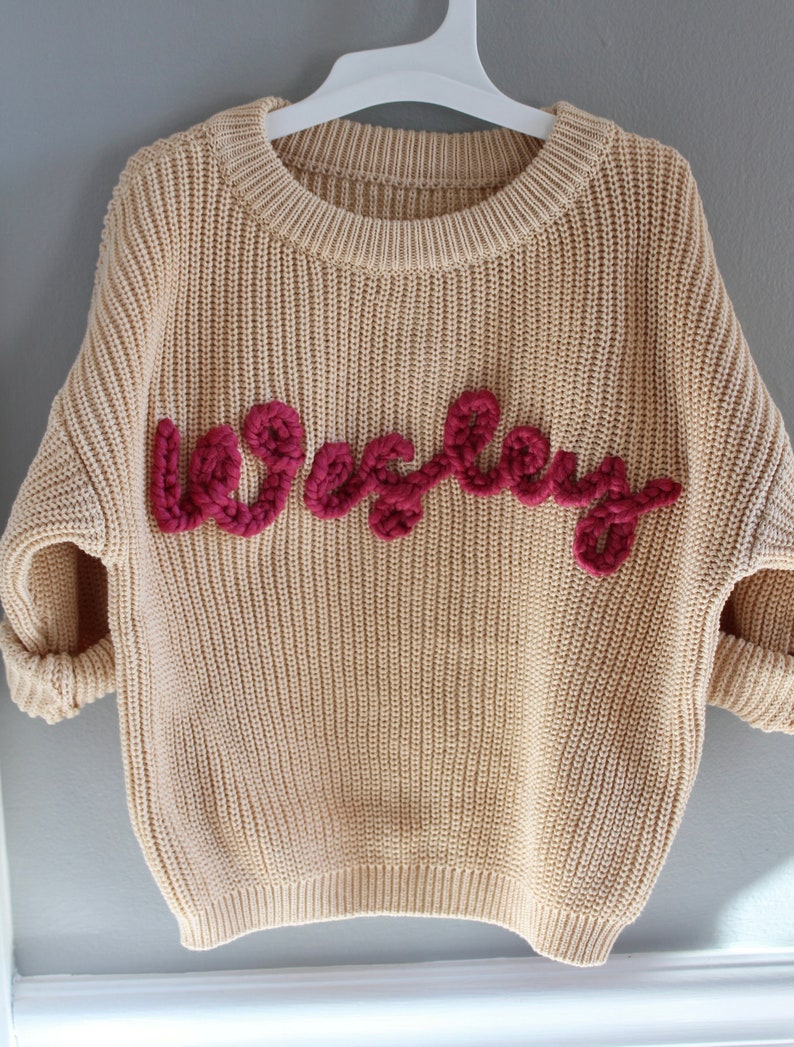 Custom Hand Embroidered Name Sweater - Etsy
