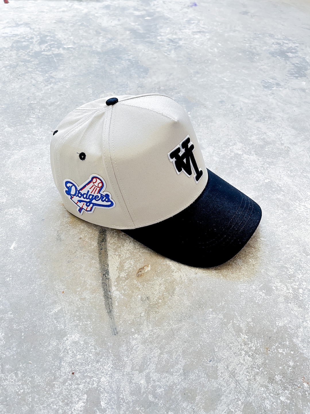 Upside Down LA Curved Hat Cream / Jet Black Cap Black Logo - Etsy