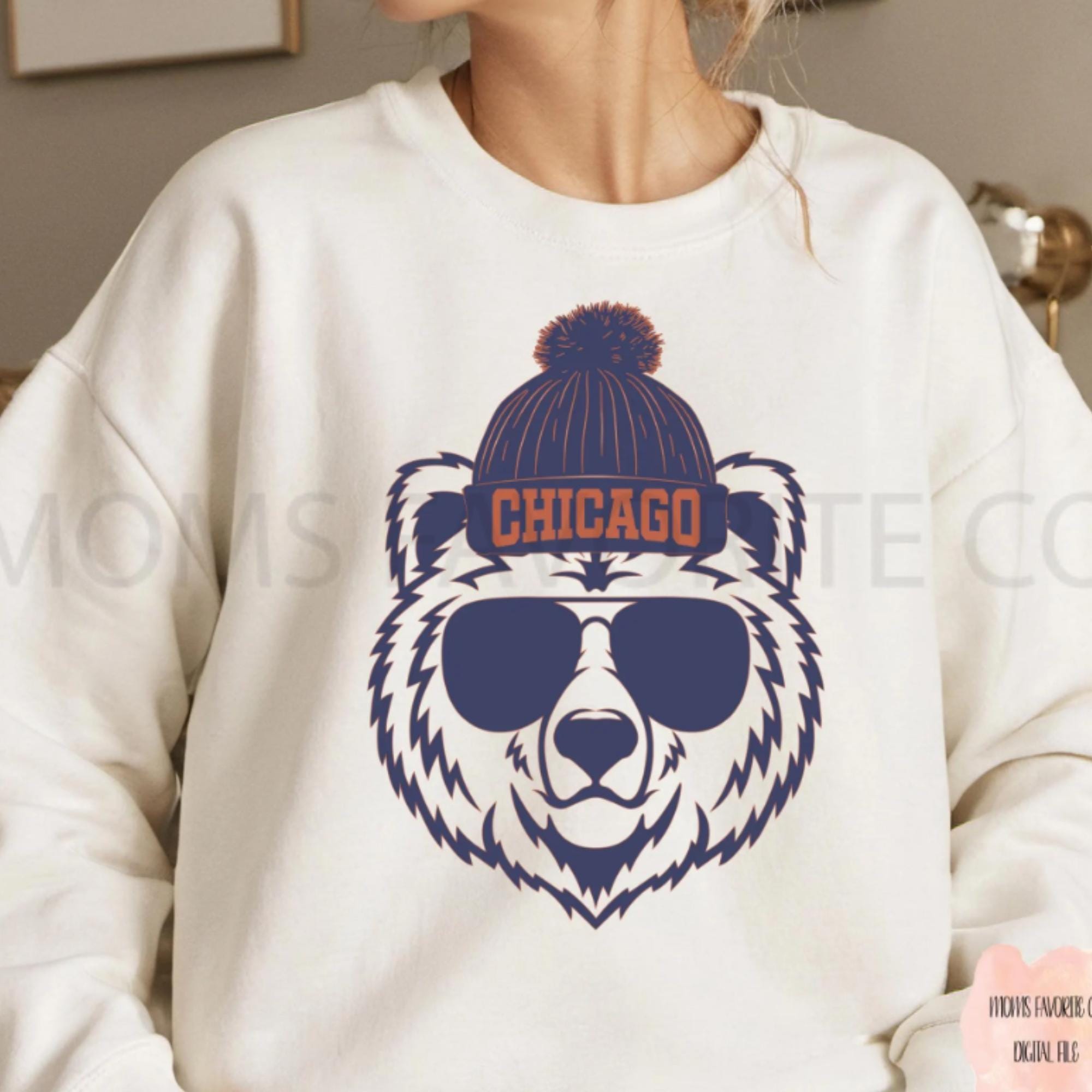 Winter Bear Down; CHICAGO; Bear Beanie; Football; 2 PNGS Included; Dtf; Sublimation; Shirt ...